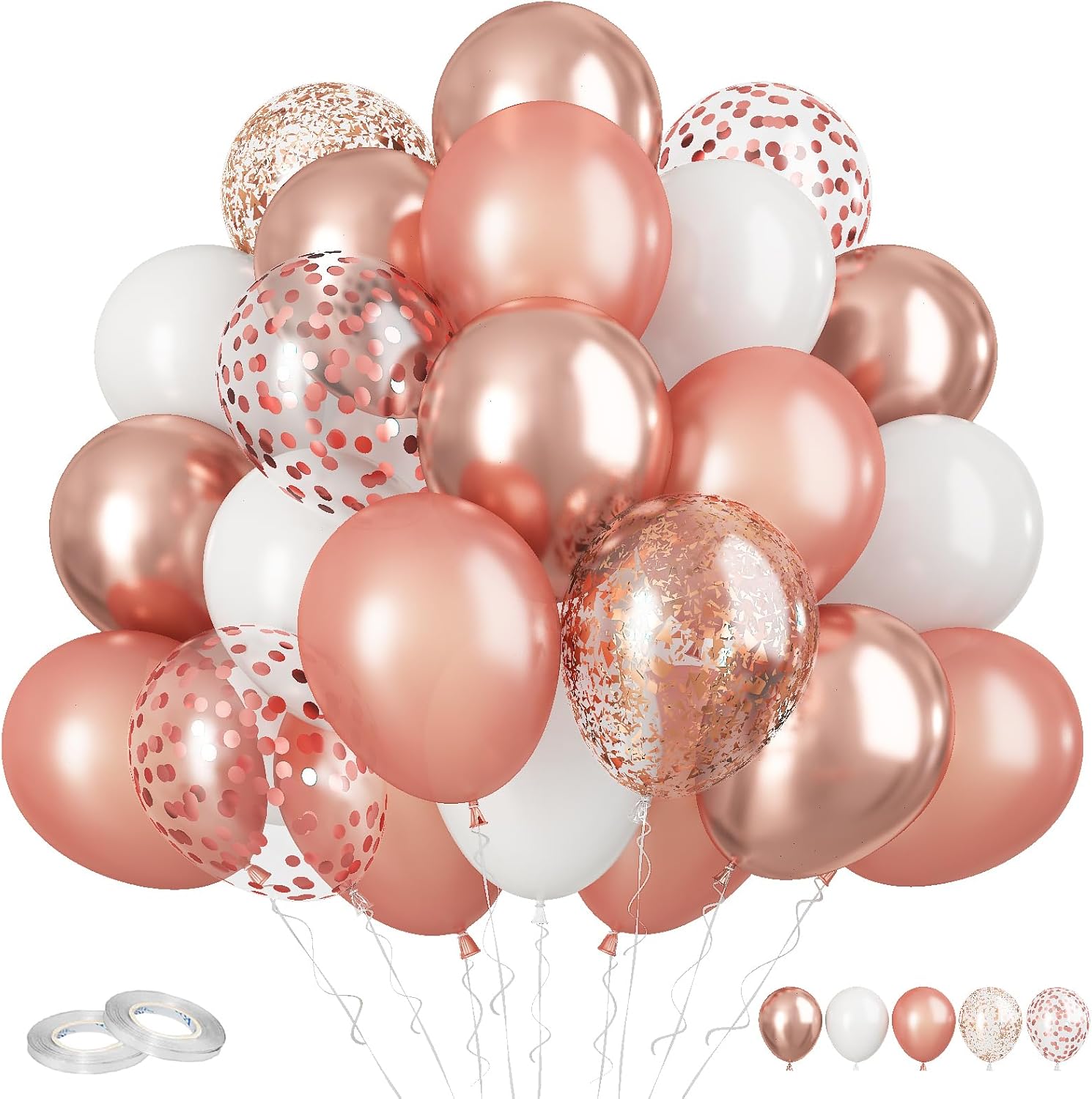 Amazon.com: Rose Gold and White Balloons, 60Pcs Pearl Rose Gold ...