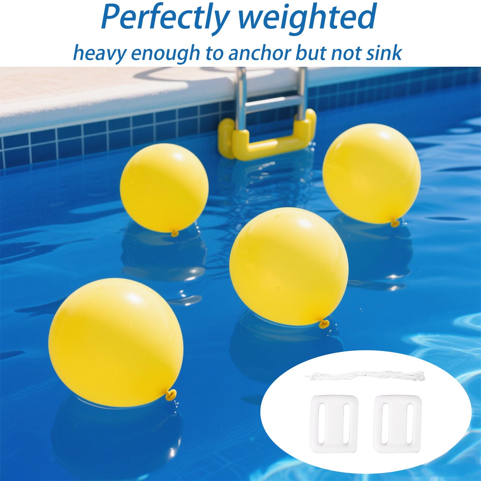 Pool Float Anchor 2-Piece Set With 16 Ft Rope - Small Weights To Secure ...