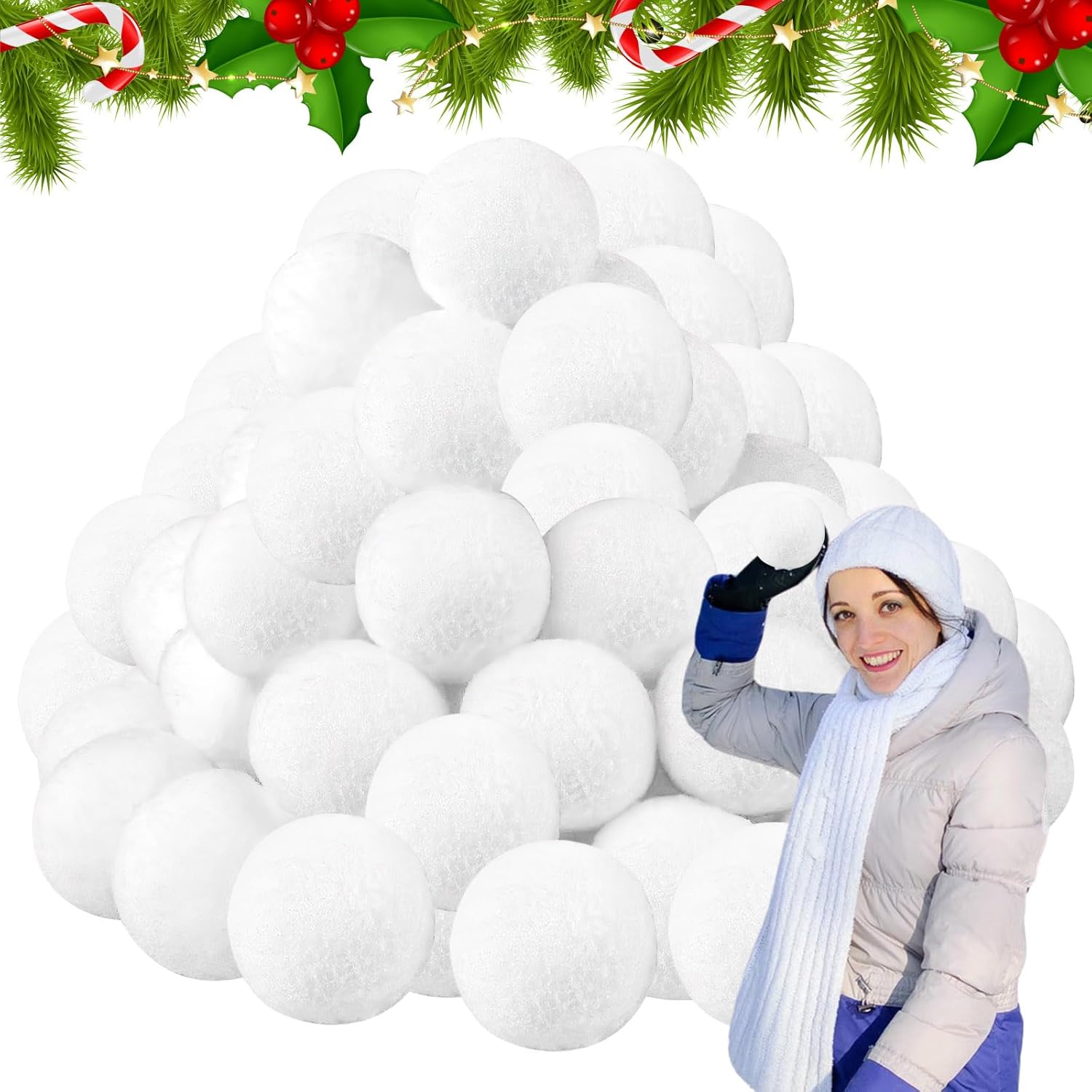Amazon.com: CIEOVO Indoor Fake Snowballs, 60 Pcs Artificial Snowball ...