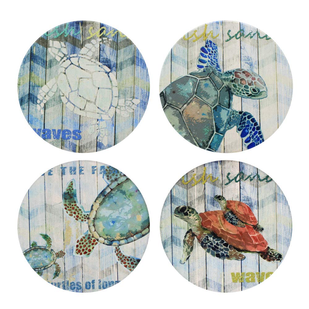 Amazon.com: Absorbent Coasters Set of 4 - Ocean Theme Sea Turtle ...