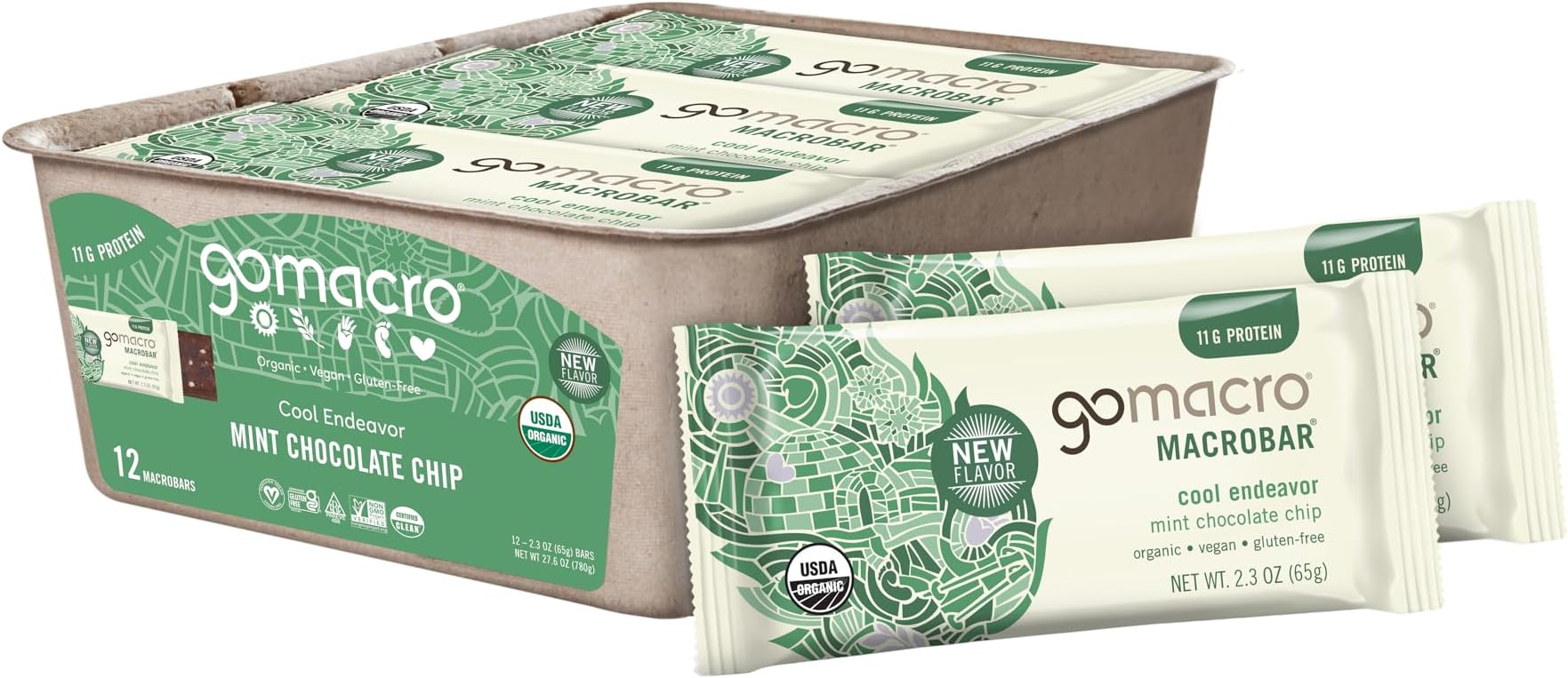 Amazon.com : GoMacro MacroBar Organic Vegan Protein Bars - Mint ...