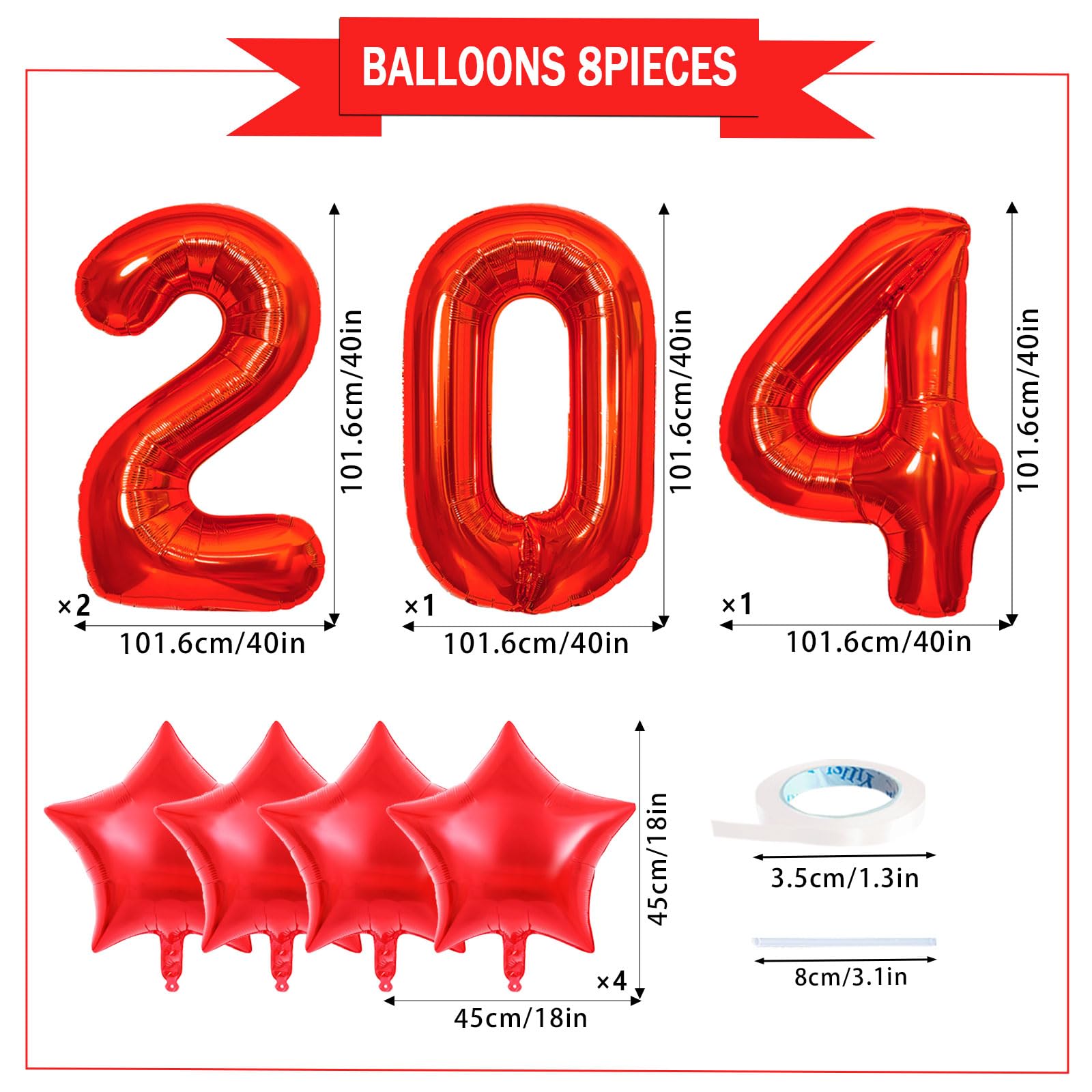 Snapklik.com : 40 Inch 2024 Balloons Set Red 2024 Number Balloons And ...