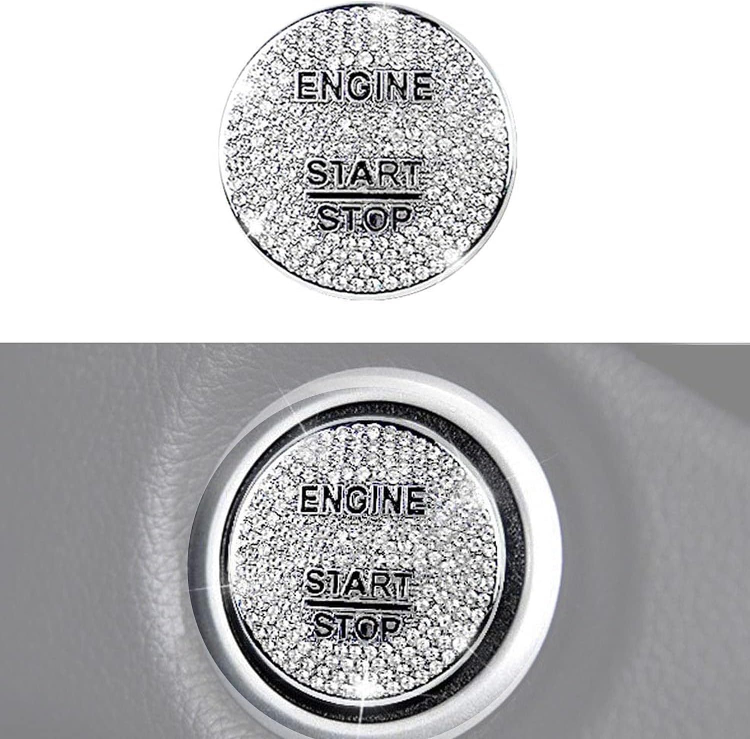 Amazon.com: Bling Crystal Car Engine Ignition Push Start Stop Button ...