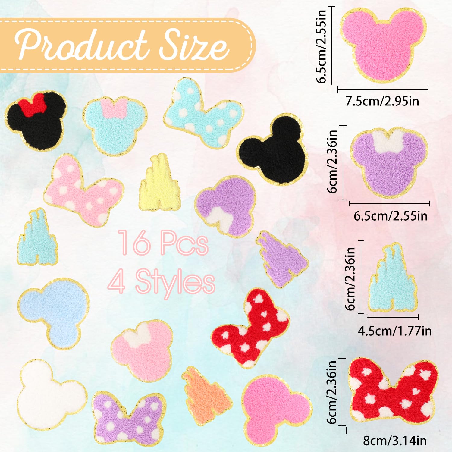 Snapklik.com : 16 Pcs Chenille Mouse Patches, Cute Iron On Mouse Head ...