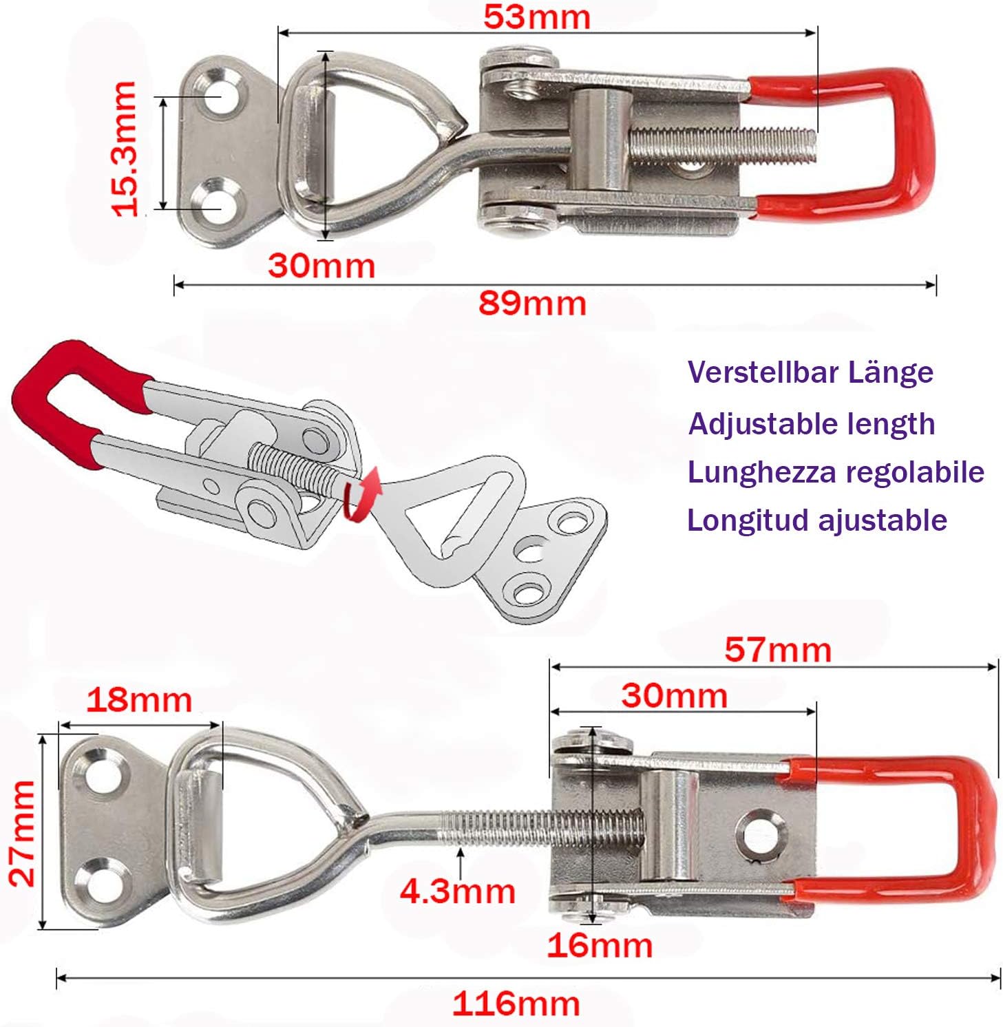 Adjustable Toggle Catch Latch Clamp, Toggle Catch Latches, 100KG/220lbs ...
