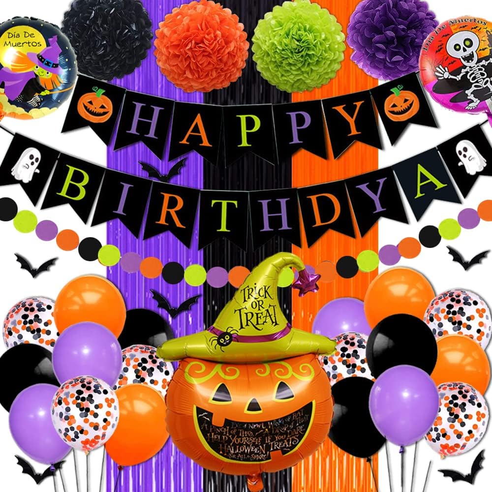 Amazon.com: Halloween Birthday Party Decorations Halloween Themed Party ...