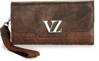Amazon.com: VELEZ Leather RFID Wallet with Wrist Strap - Brown Wristlet ...