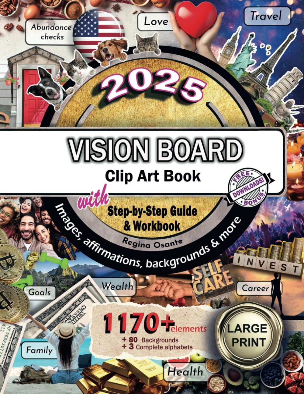 2025 Vision Board Clip Art Book Step by Step Guide and Workbook: 1170 ...