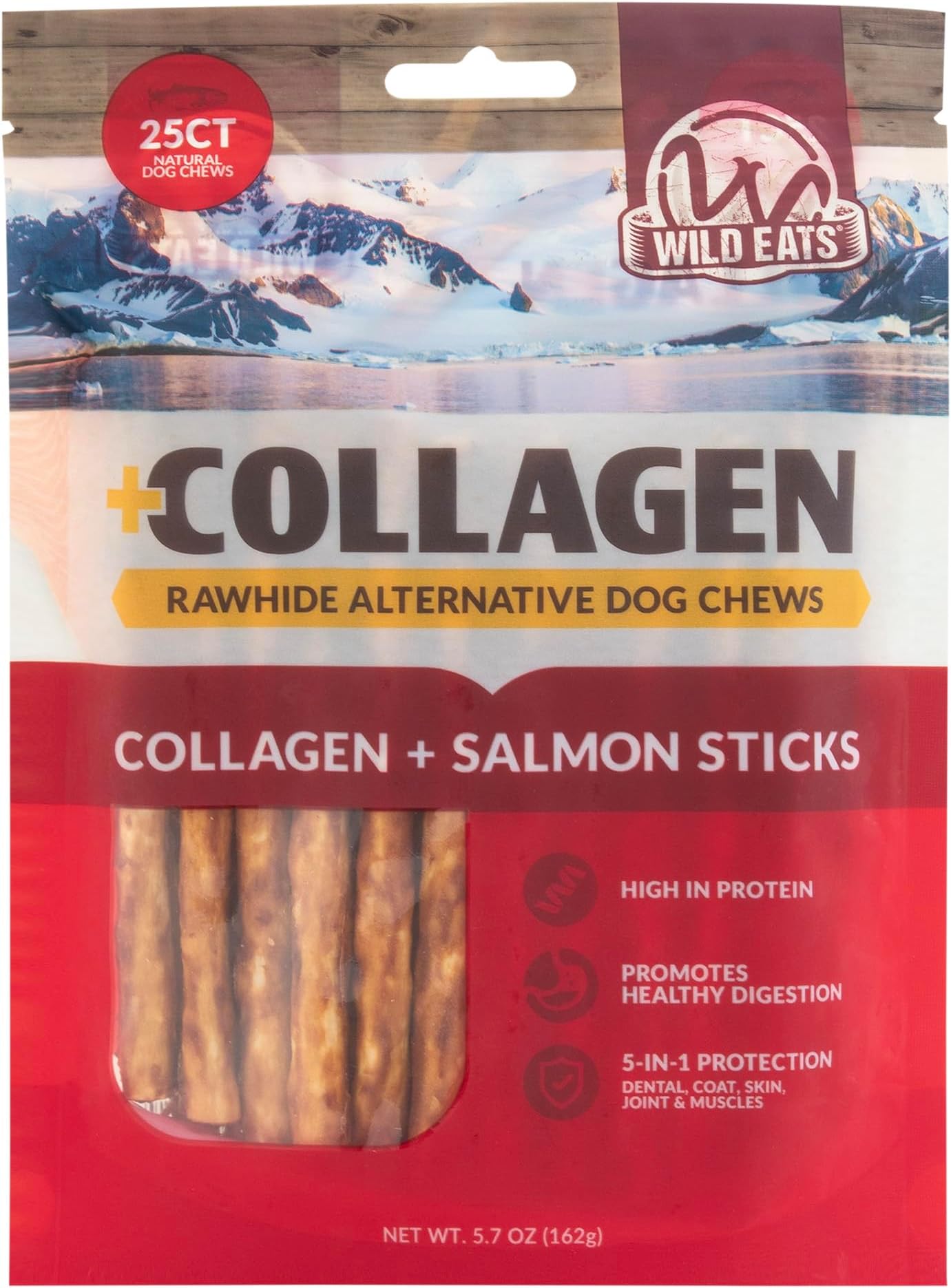 Amazon.com : Wild Eats Collagen Sticks for Dogs Real Salmon 25ct - Long ...