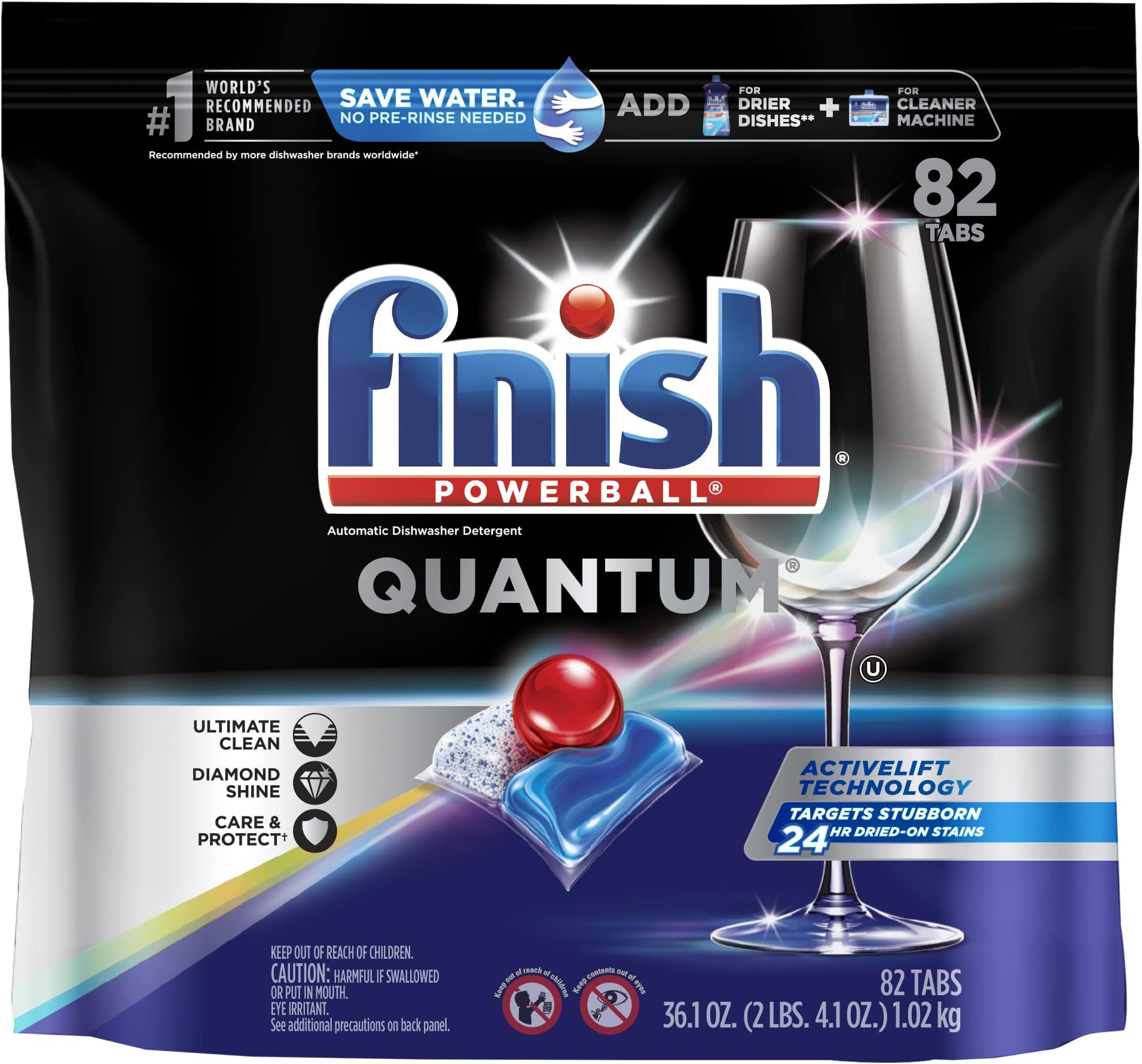 Amazon.com: FINISH Quantum Powerball, Dishwasher Pods, Dishwasher ...
