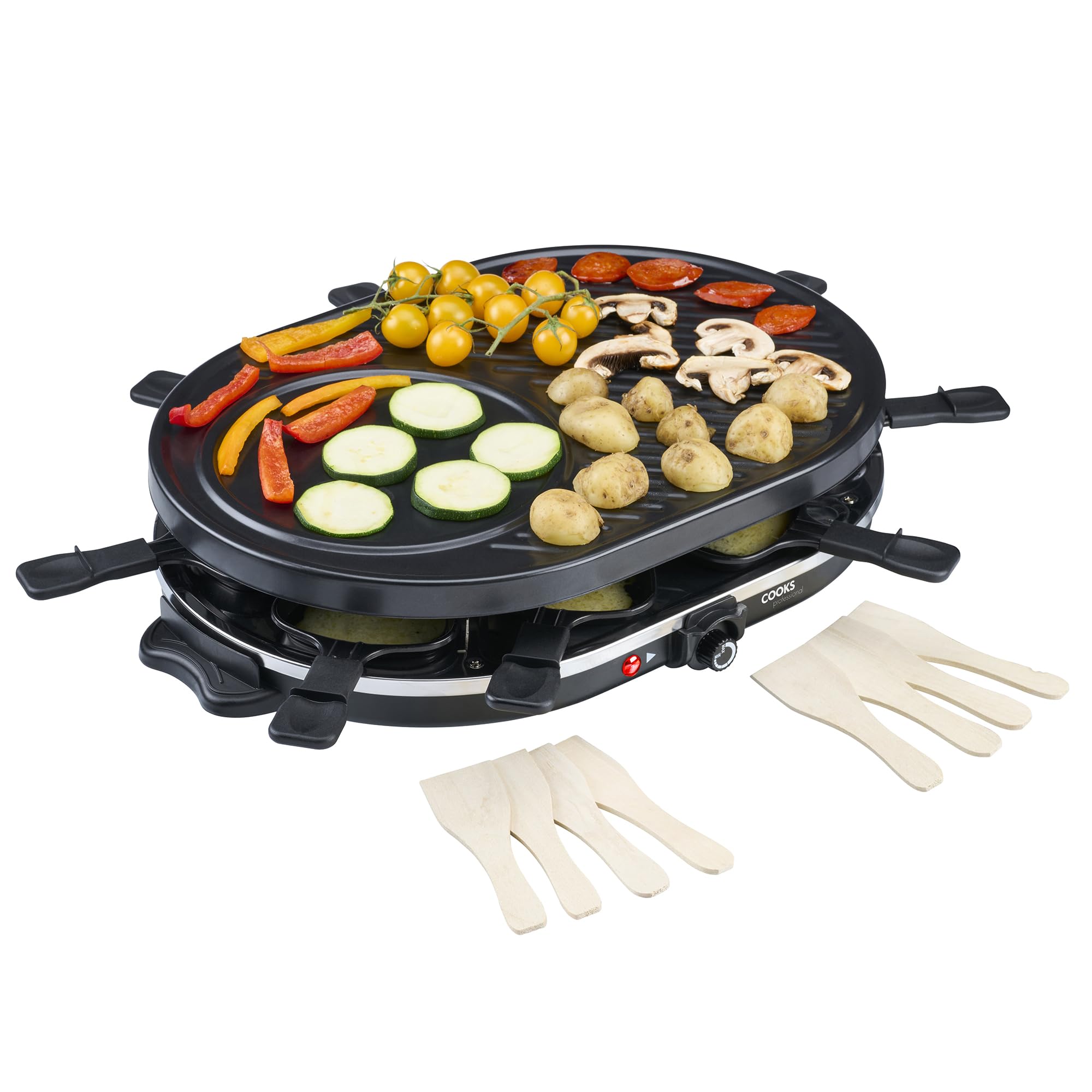 Cooks Professional Electric Raclette Grill with Traditional Hotplate ...