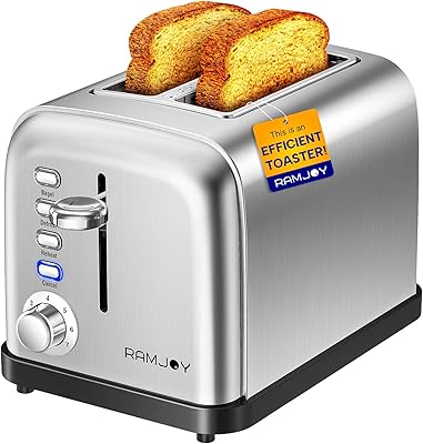 Amazon.com: Bonsenkitchen Compact Toaster 2 Slice with Reheat/Cancel ...