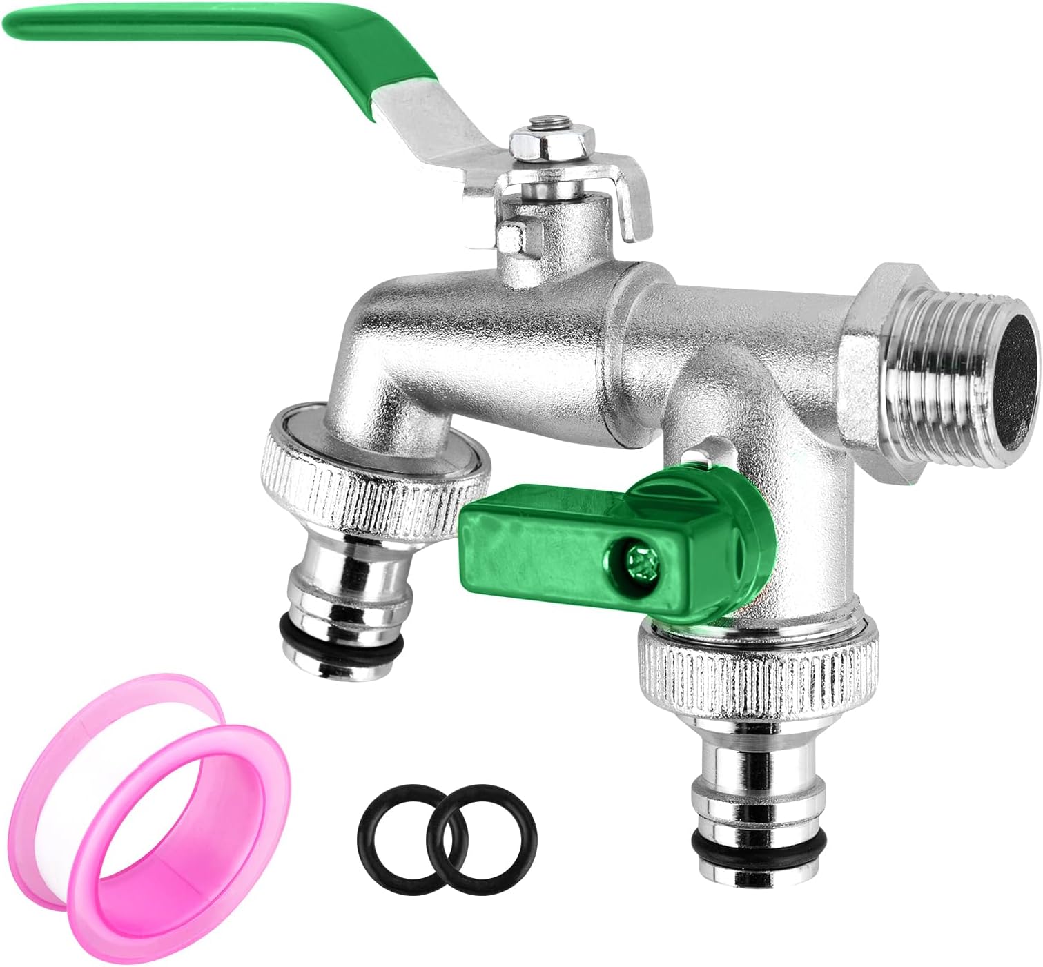 Double Outlet Garden Tap, 1/2 Dual Outdoor Taps & Splitter 2 Way Kit ...