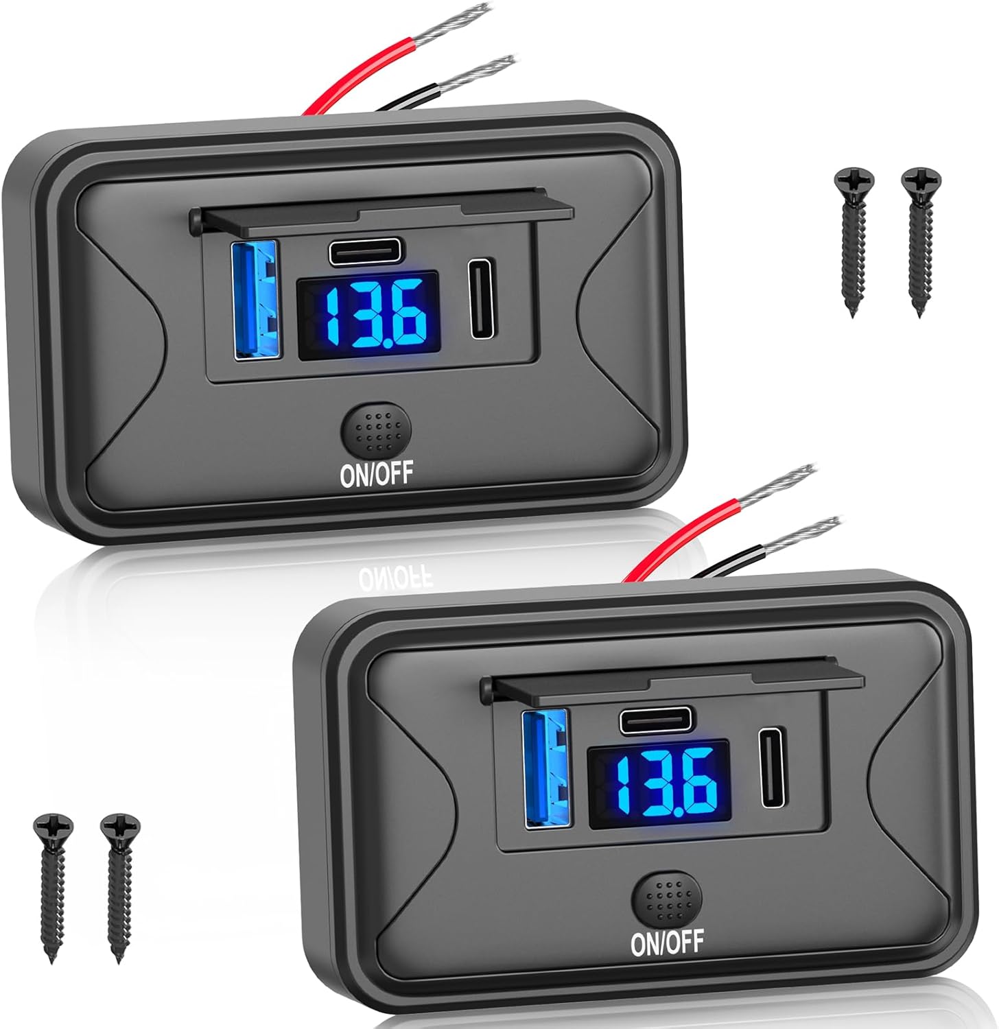 Amazon.com: 2 Pack 90W 12V USB Outlet Panel Wall Mount, Dual 36W USB C ...