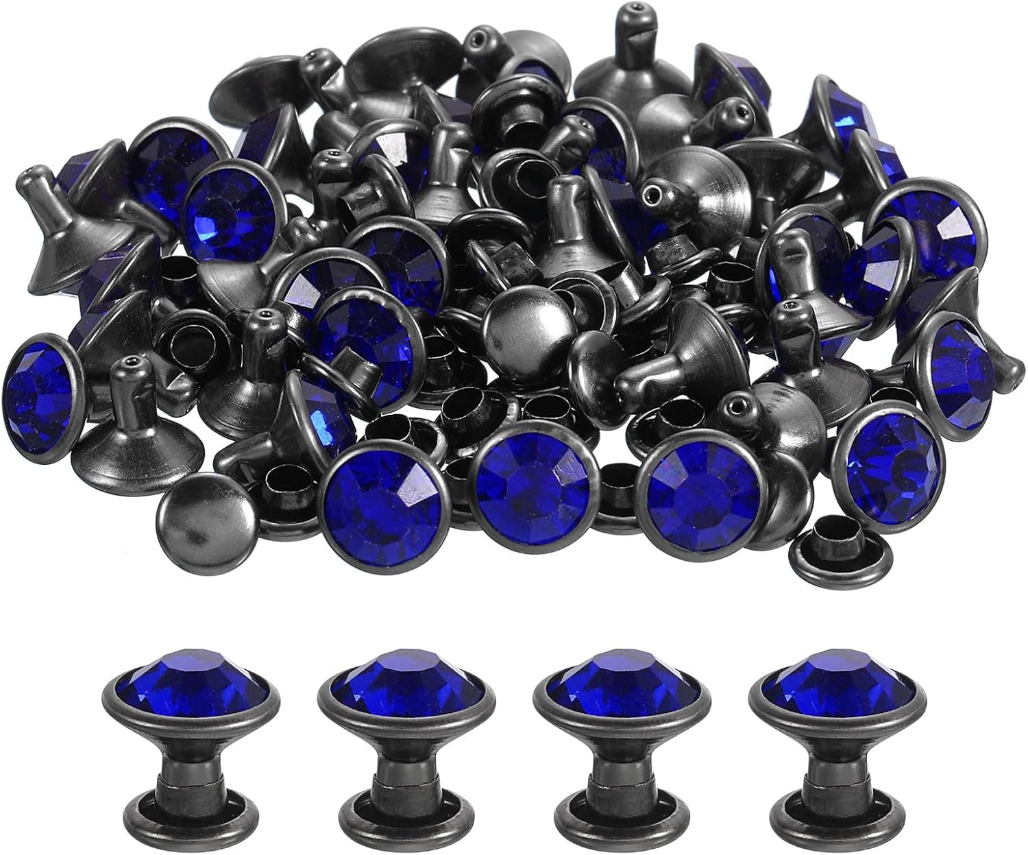 Amazon.com: uxcell 50Pcs Black Blue Rhinestone Rivets, 8mm/0.31 ...