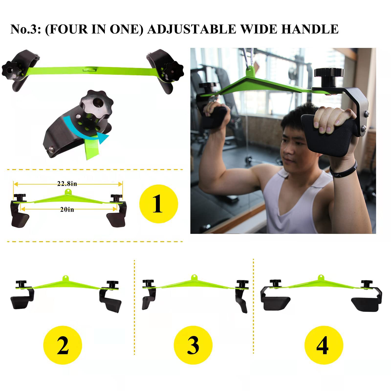 YAFITYES Adjustable LAT Pulldown Attachments, Fitness Handle, Home Gym ...