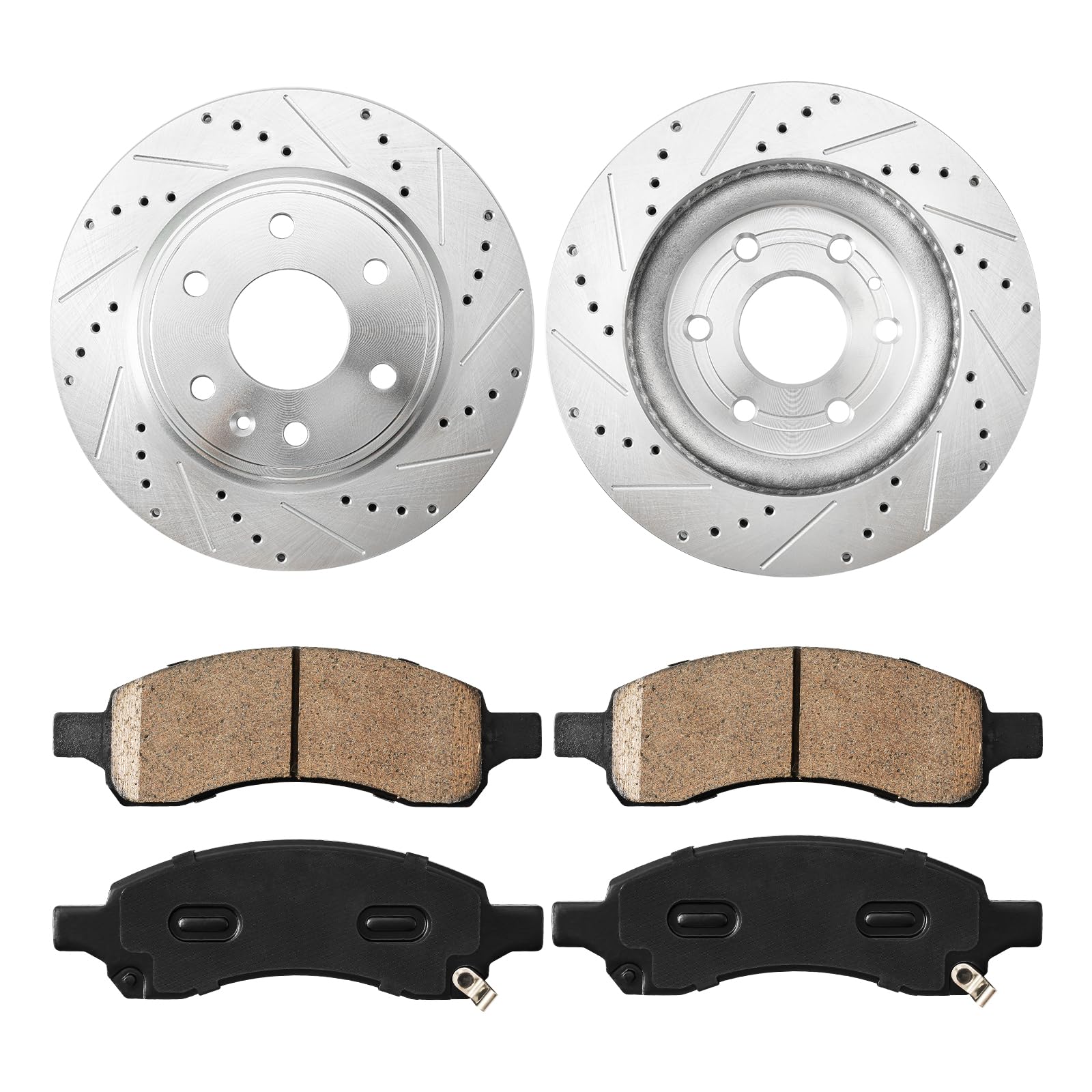 PHILTOP 55150+D1169 Front Drilled and Slotted Disc Brake Rotor and ...
