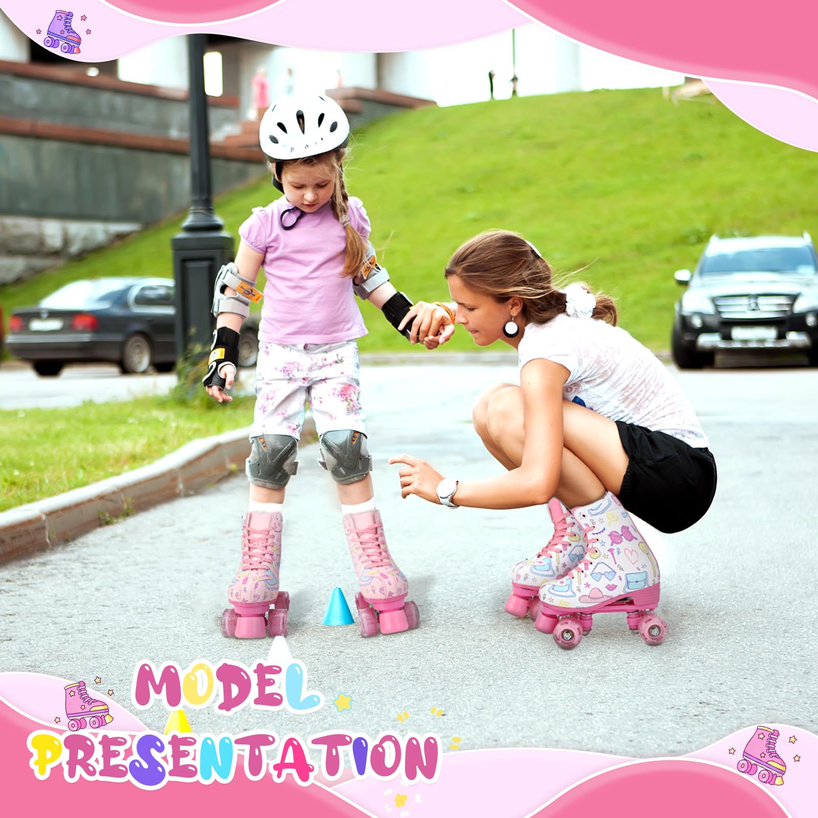 Snapklik.com : Jessie Girl Roller Skates For Kid, PU Leather Flash ...