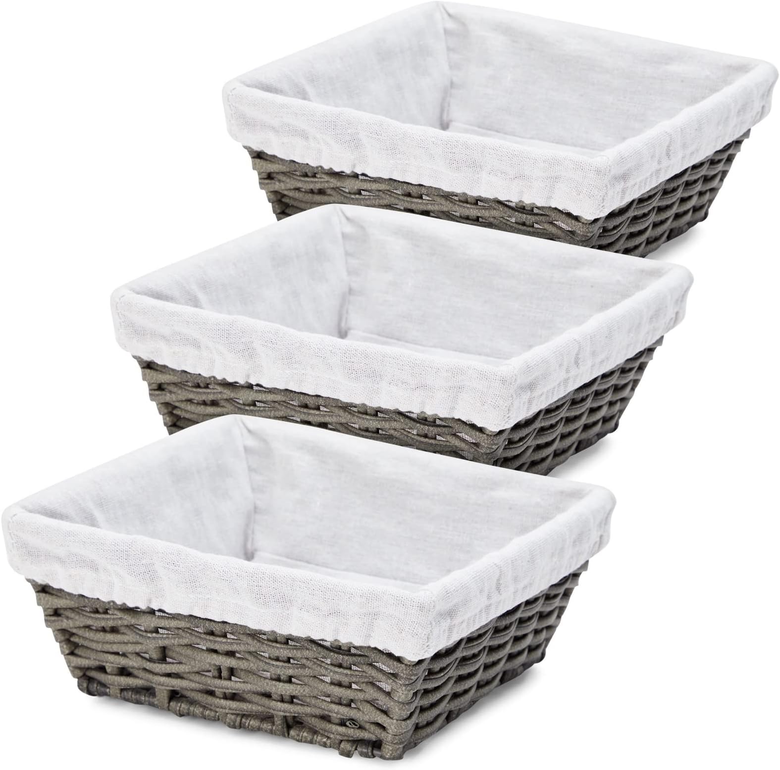 Amazon.com: Farmlyn Creek 3-Pack 9 inch Square Wicker Storage Baskets ...