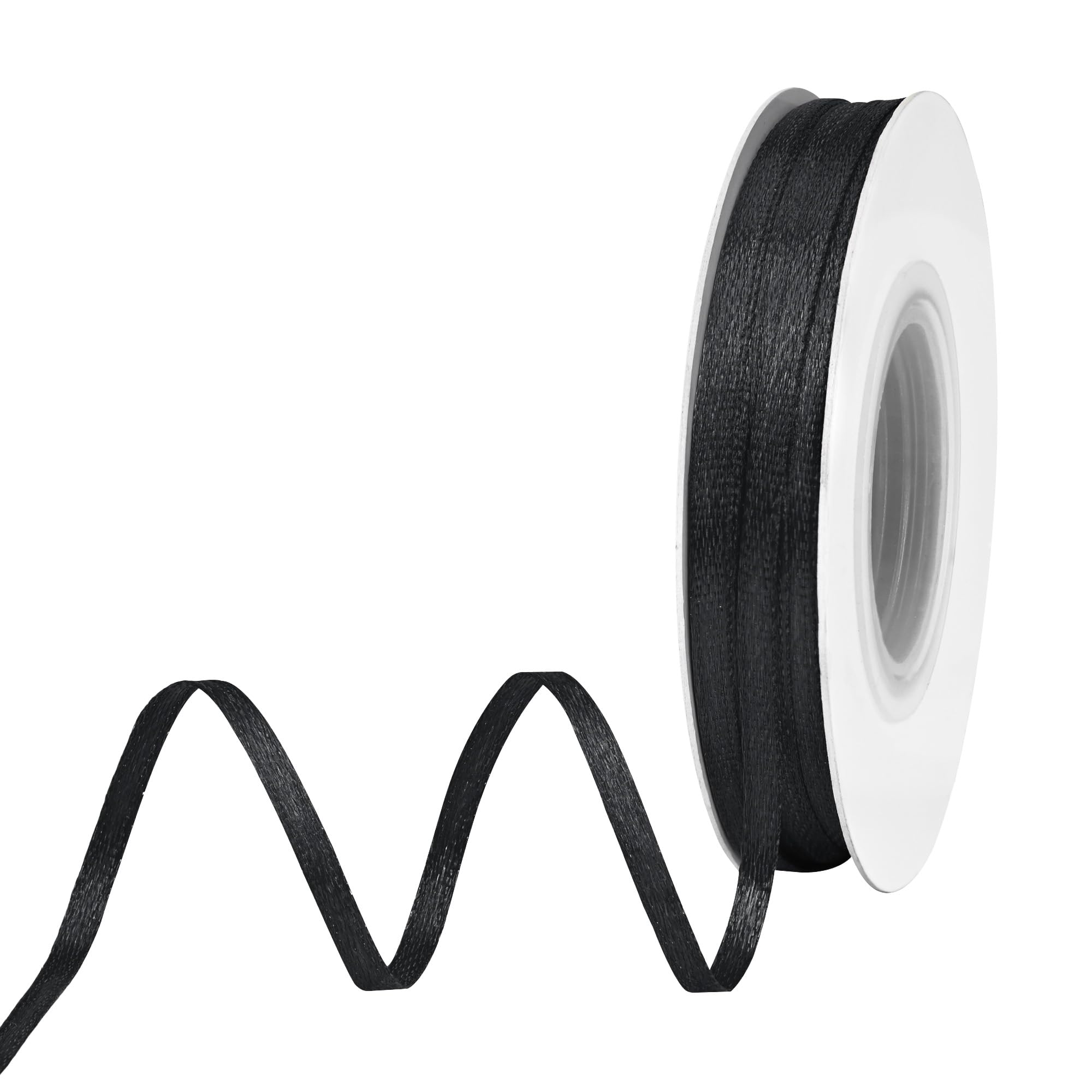 BVIEAKD Black Satin Ribbon 1/8 inch x 50 Yards Double Faced Solid Color ...