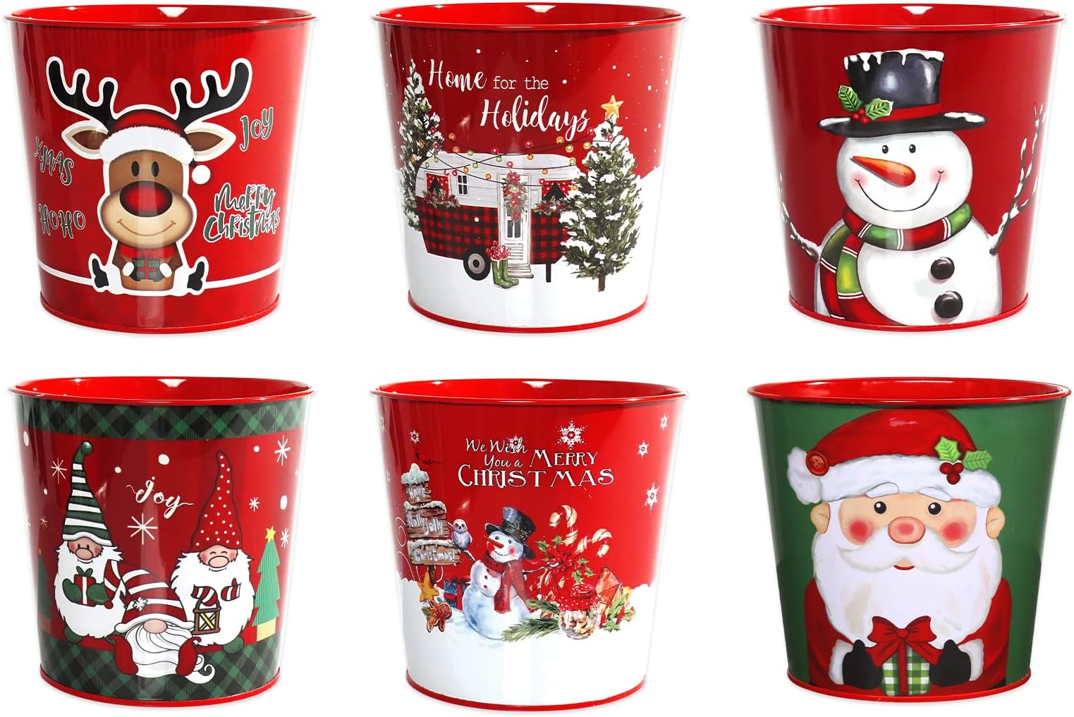 Amazon.com: Bokon 8 Pcs Christmas Metal Buckets 9.3 x 6.7 x 7.5 Inch ...