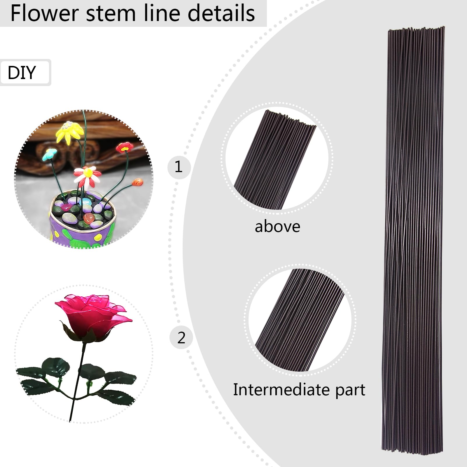 Flower Stems 50 Pcs Craft Flower Wire Flexible Floral Wire Green Floral ...