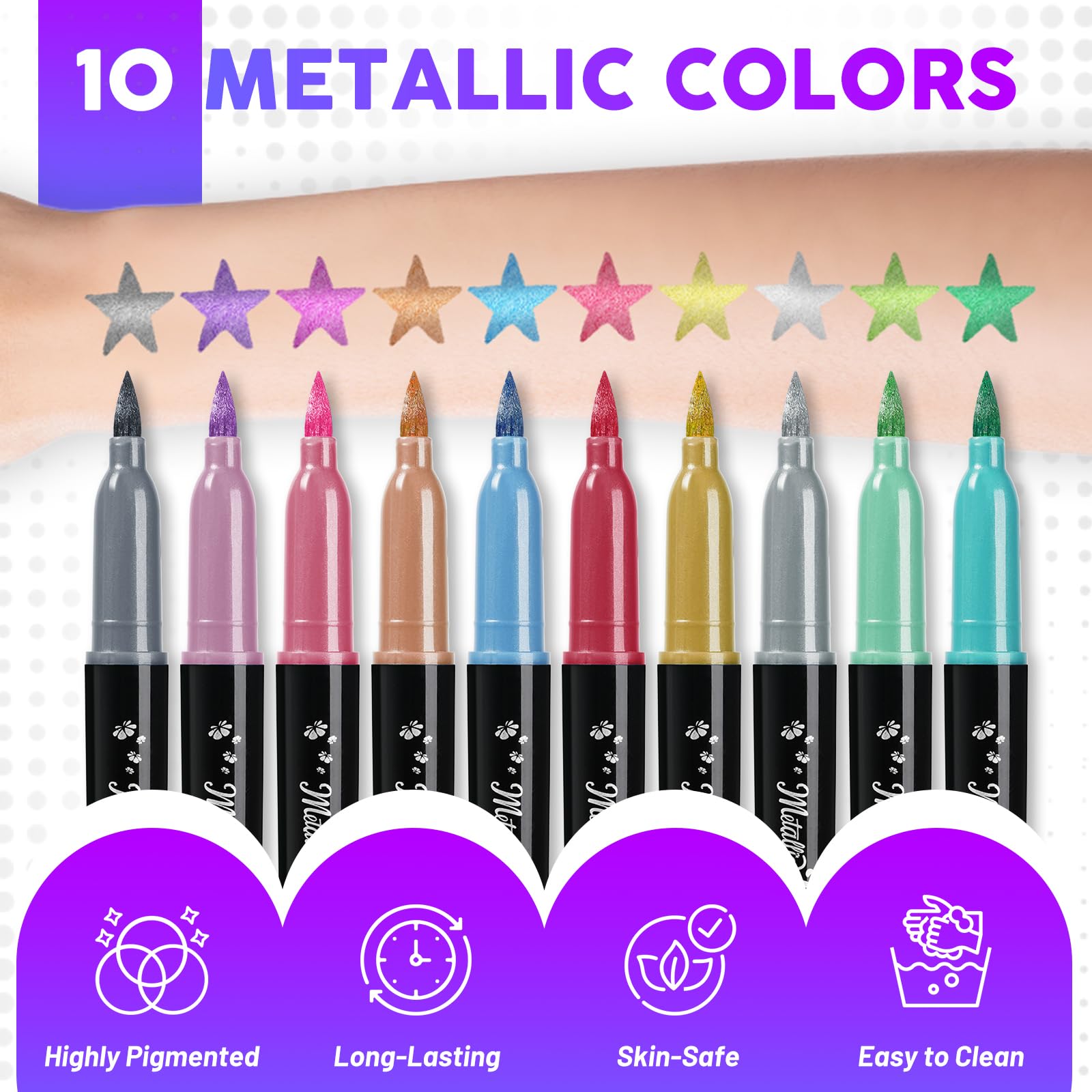Snapklik.com : 10 Colors Metallic Face Paint, Temporary Tattoo Markers ...