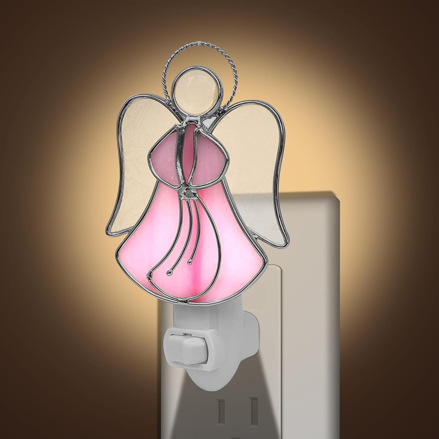 KUNDGLA Stained Glass Angel Night Lights Plug into Wall, Angel Bright ...