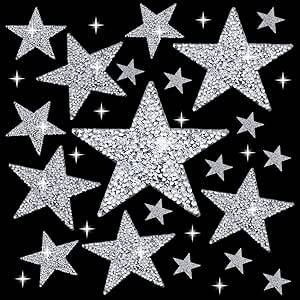 Amazon.com: 24 Pieces 5 Sizes Iron On Star Patches Adhesive Star ...