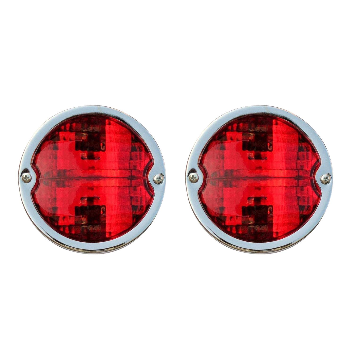 Amazon.com: 2X Vintage Duolamp Tail Light Chrome 12V Rear Stop ...