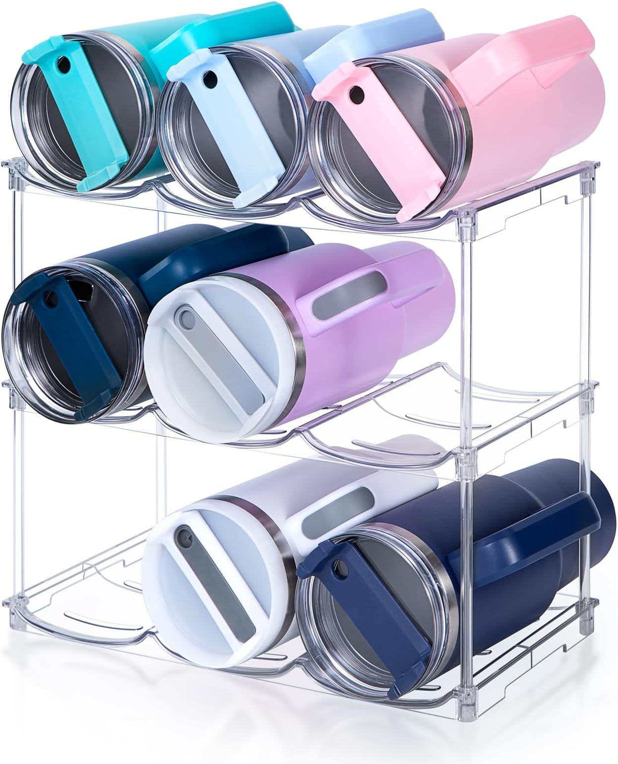 Amazon.com: Jeani 2 Tiered Acrylic Water Bottle Organizer - Stackable ...