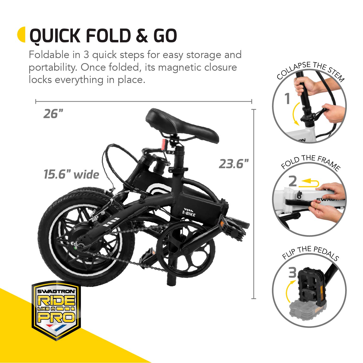 Snapklik.com : Swagtron Swagcycle EB-5 PLUS Folding Electric Bike