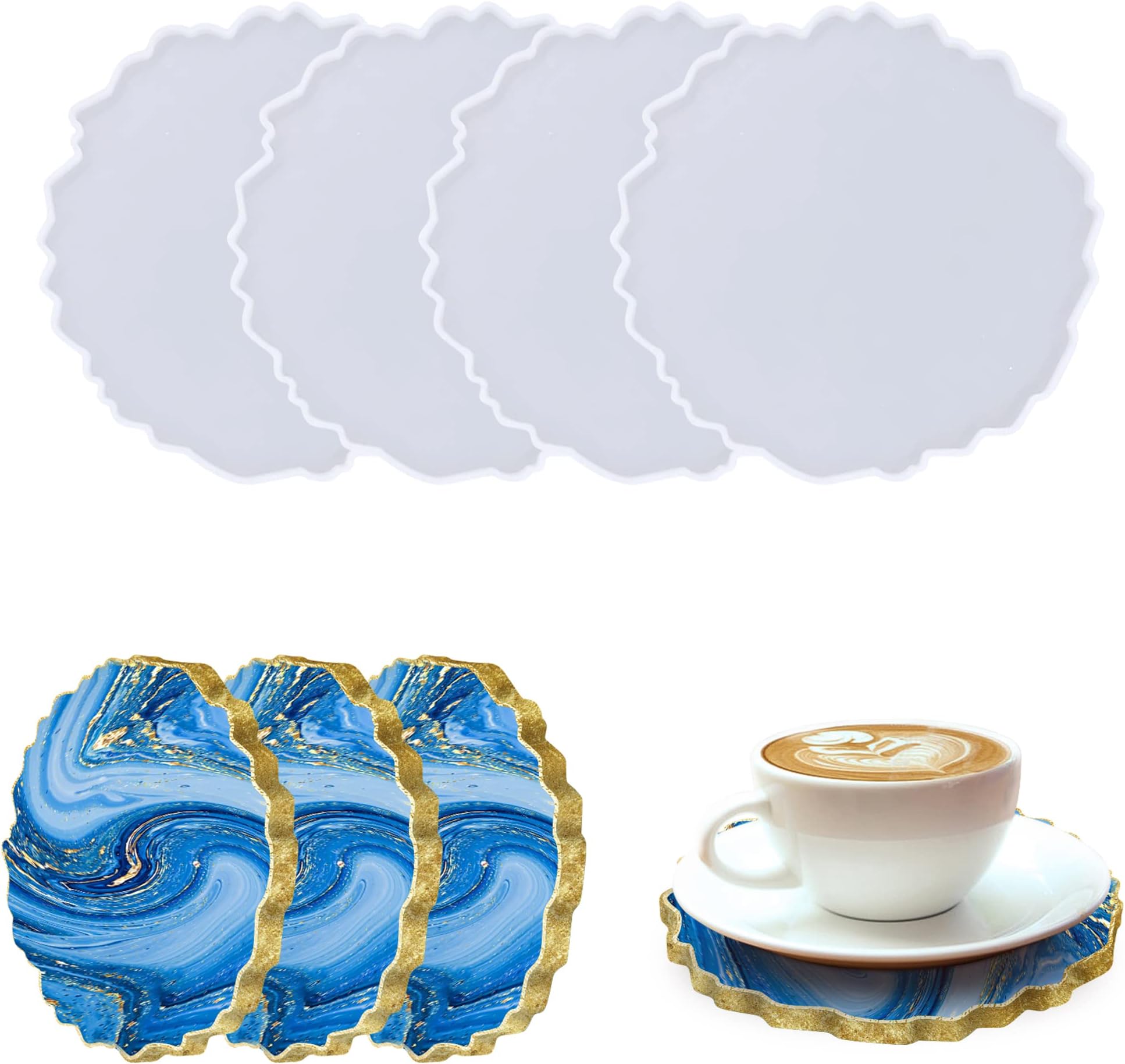 Coaster Silicone Moulds for Resin, Coaster Mould 4PCS, Resin Moulds ...