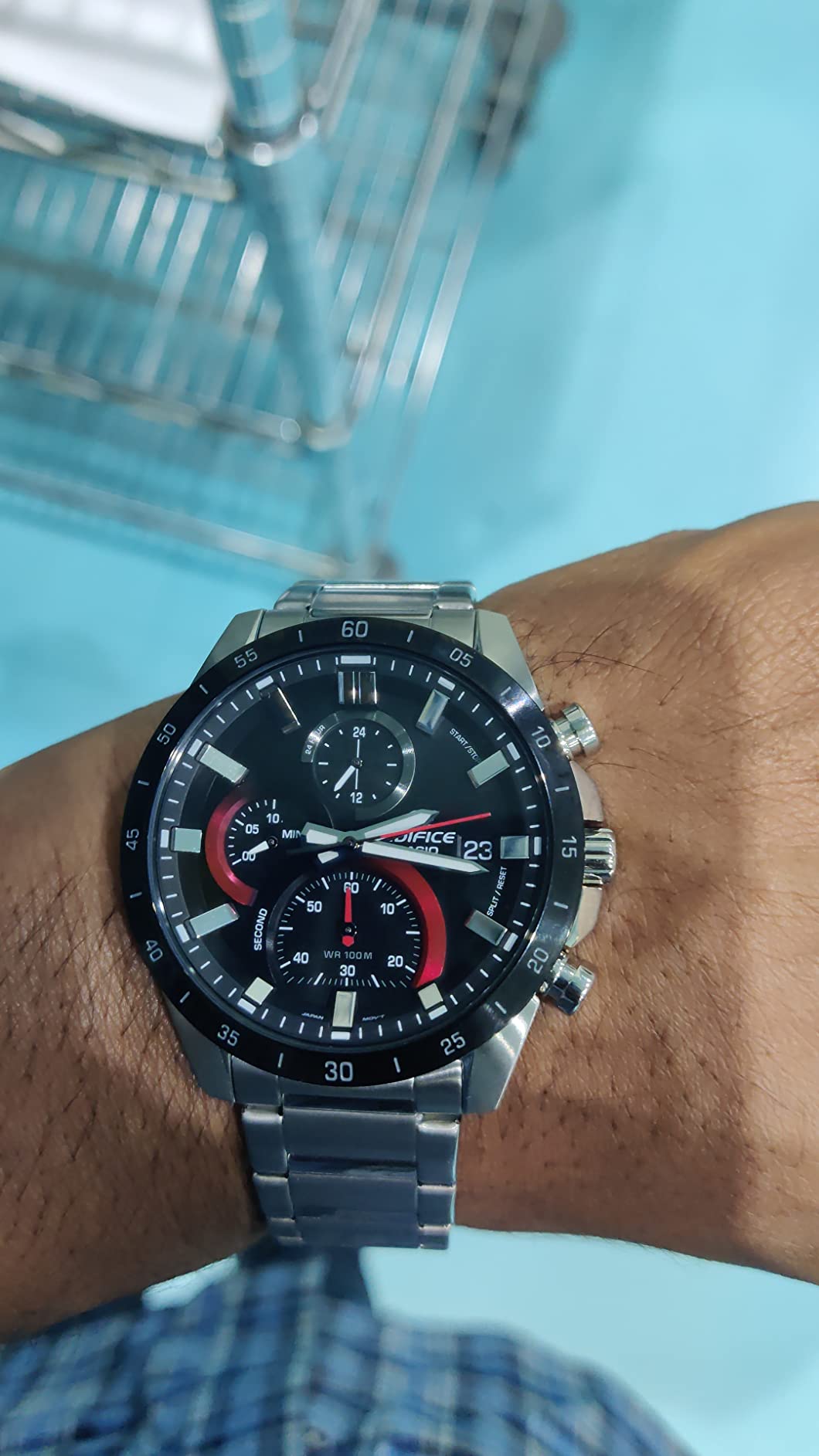 Casio Edifice EFR-571DB-1A1VUDF Black Analog Dial Silver Stainless ...