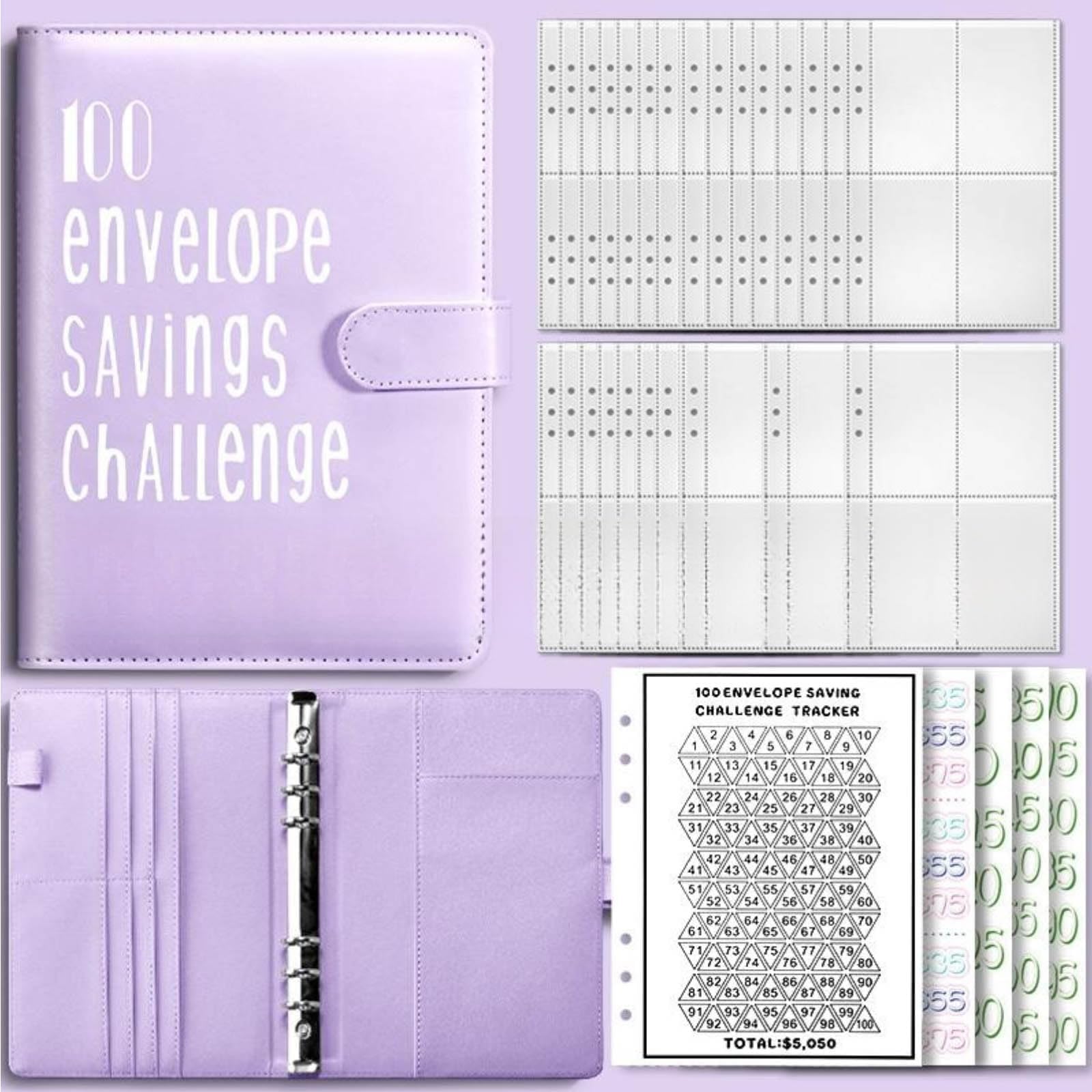 100 Envelope Challenge Binder Budget Binder Money Saving Wallet Easy ...