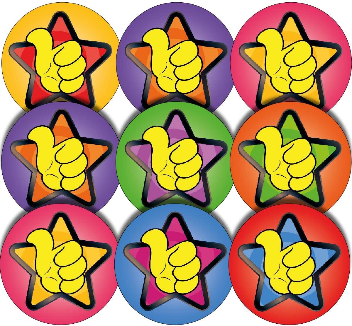 Teacher Reward Stickers - 30mm Glossy - Star Thumbs Up - 144 Stickers ...