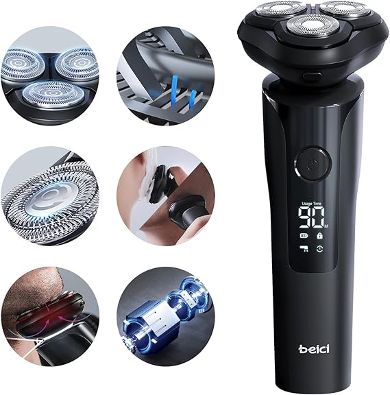 Amazon.com: Men's Shaver Electric Rotary Razor 3D Floating Cutter Head ...