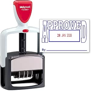 MaxMark Date Stamp with Approved self Inking Stamp - 2 Color Blue/Red ...