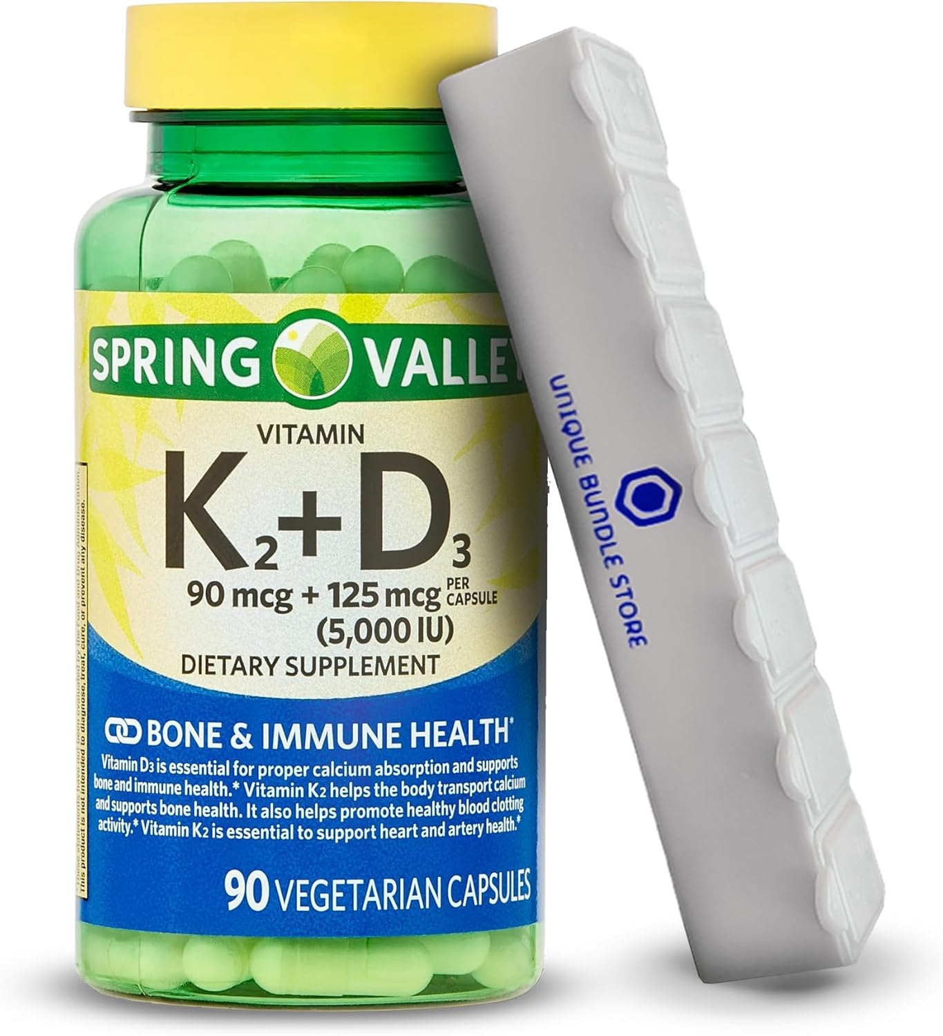 Amazon.com: Spring Valley, K2 D3 Vitamin Supplement, 90mcg + 125mcg ...