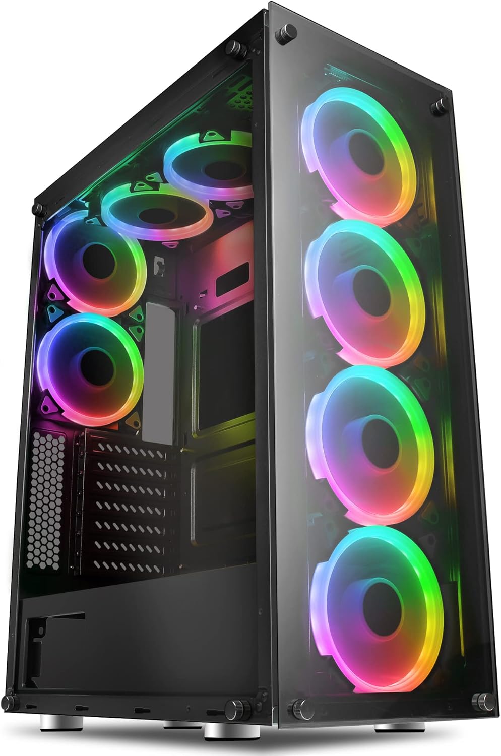 GameMax Predator Full-ATX PC Gaming Case, 8 x ARGB, Full Tempered Glass ...