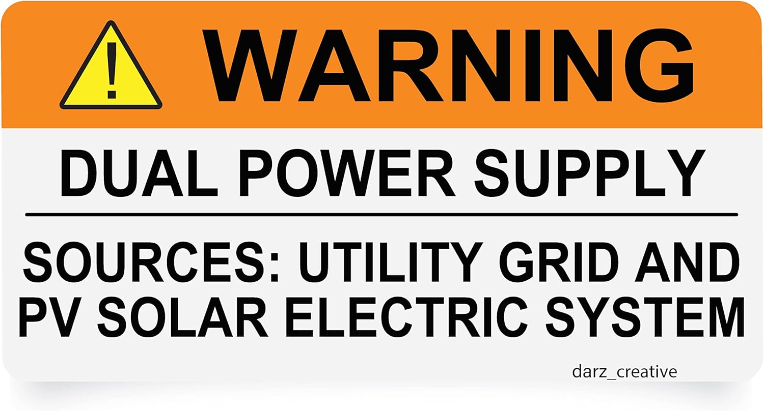 Amazon.com : 20 Premium Warning Dual Power Supply Solar PV Labels ...