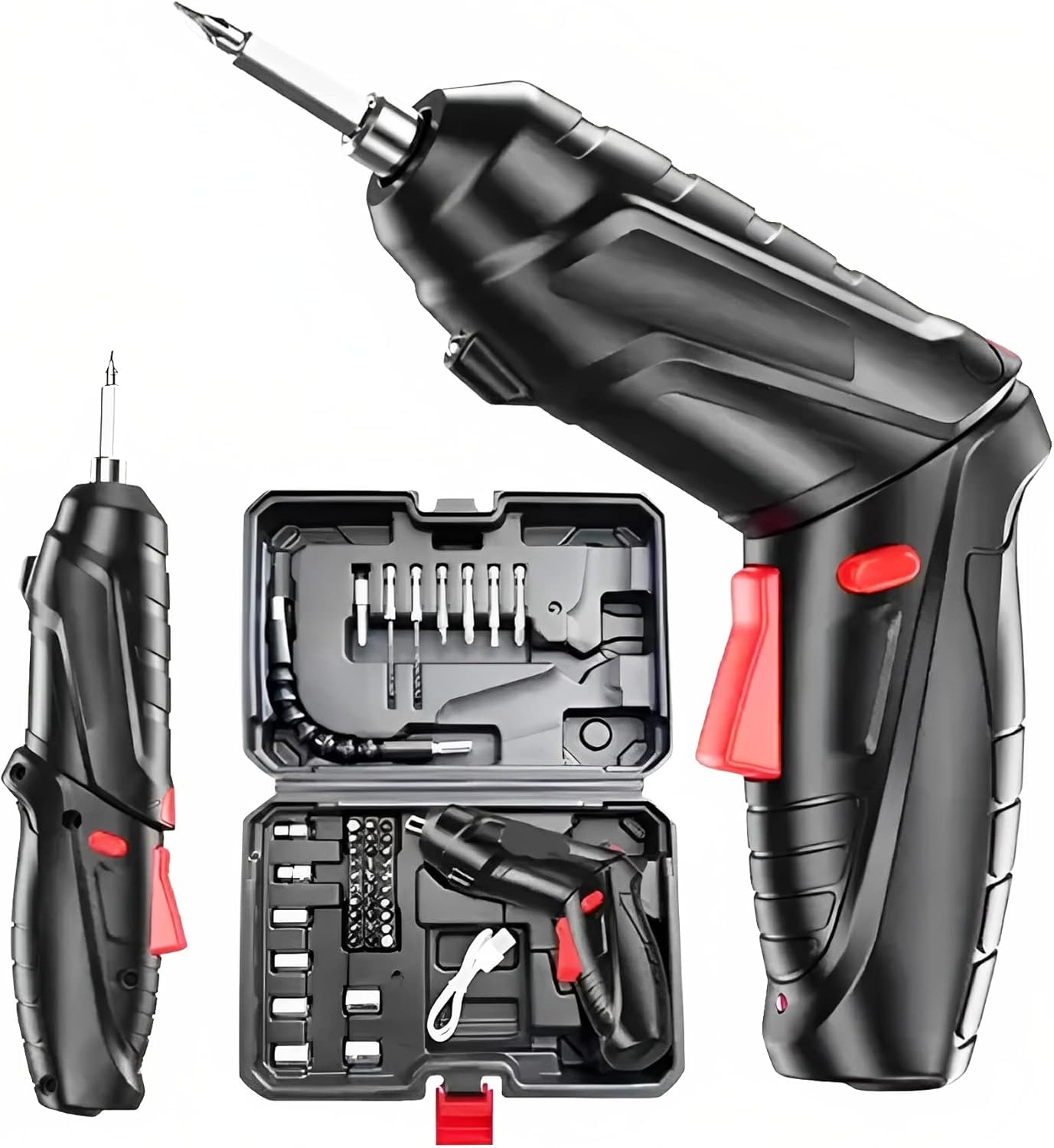 Cordless Screwdriver Set, 47 in 1, 4.2V USB Rechargeable and Rotatable ...