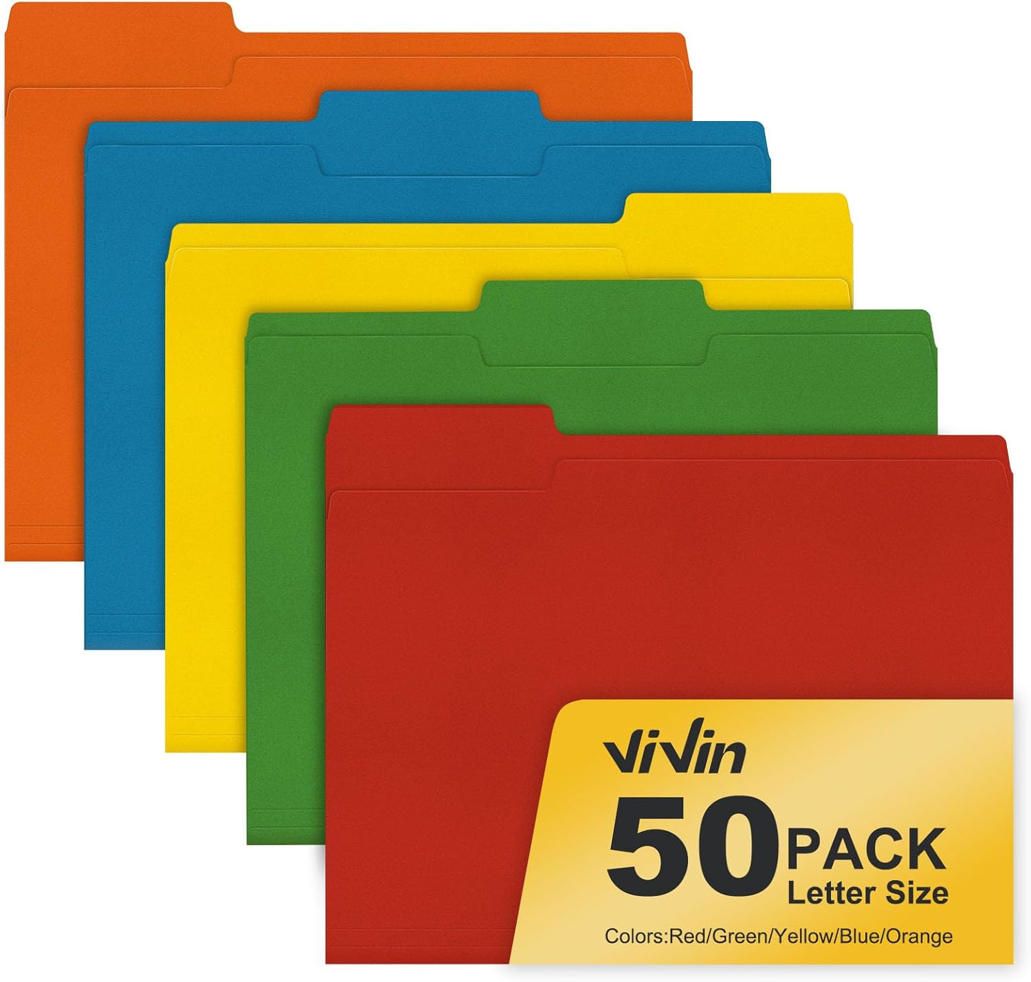 Amazon.com : ViVin File Folder, 50 Pack Colored File Folders with 1/3 ...