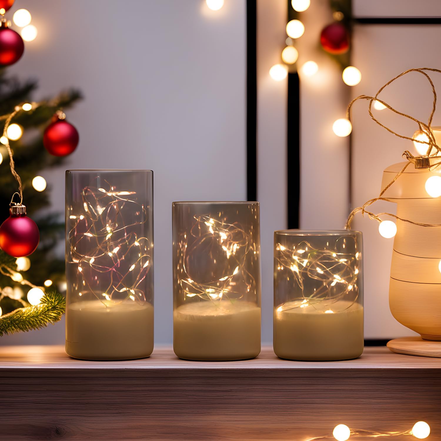 GCXX 3 velas de hadas con control remoto que funcionan con pilas, luces ...
