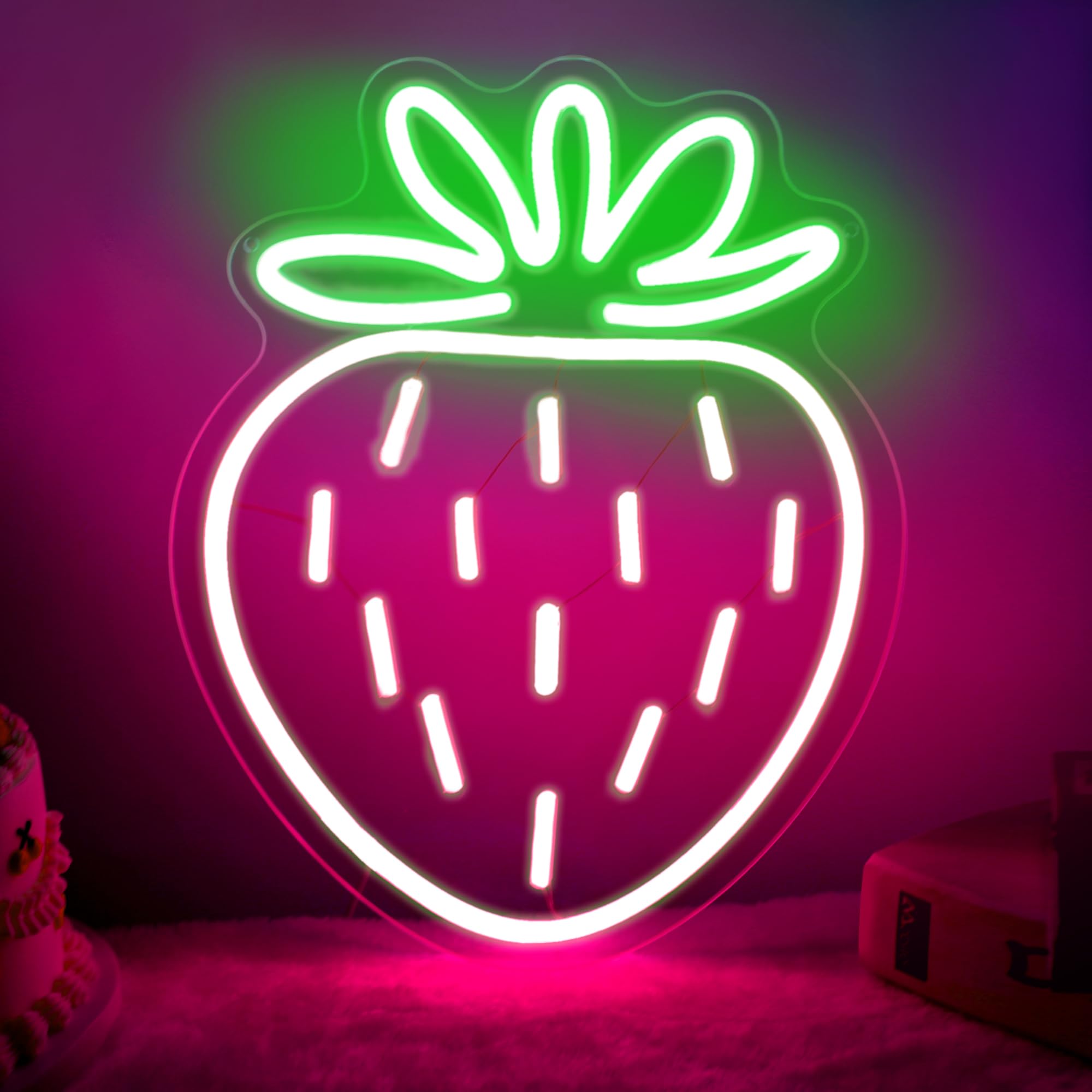Amazon.com : Strawberry Neon Sign For Wall Decor Girly Room Decor ...
