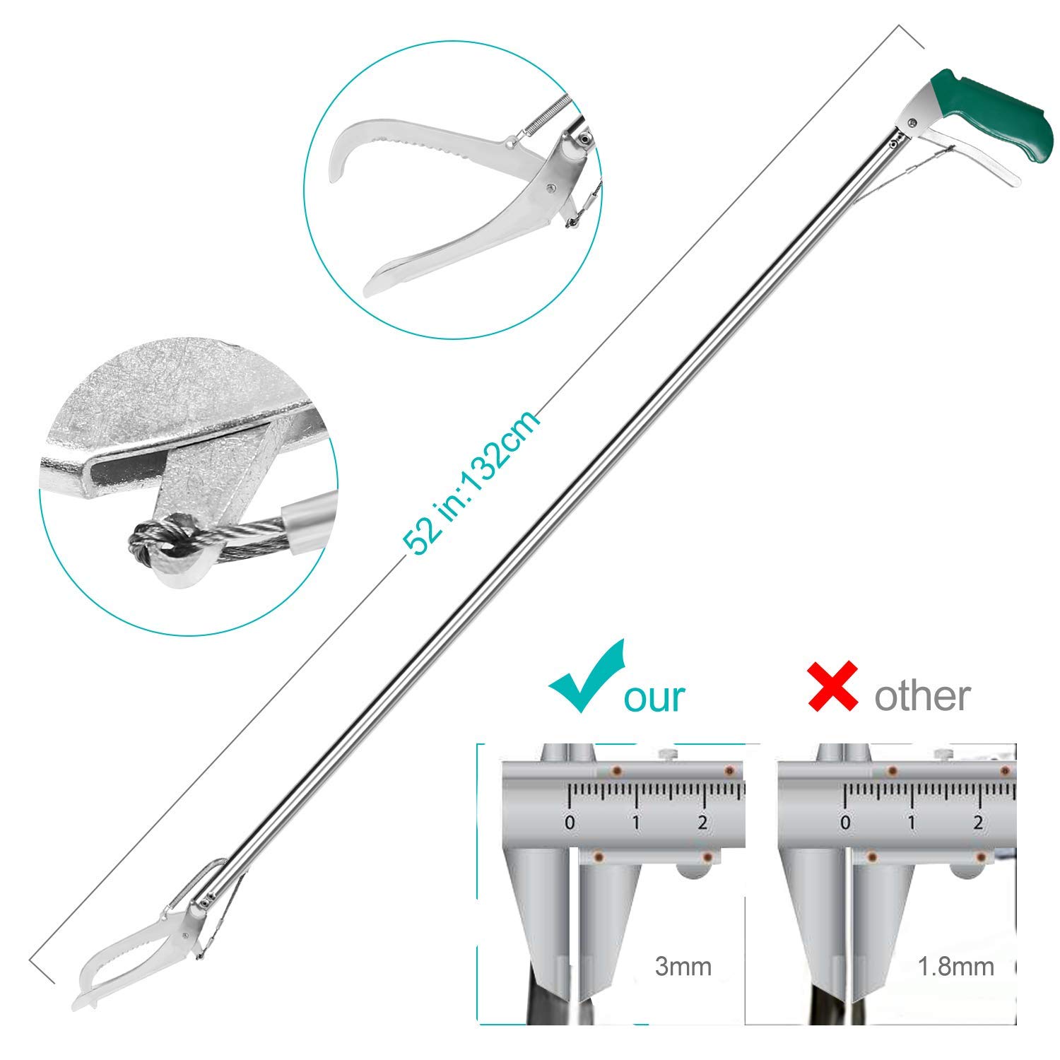 Snapklik.com : GYORGKSHI 52 Extra Long Snake Tongs Reptile Grabber Catcher