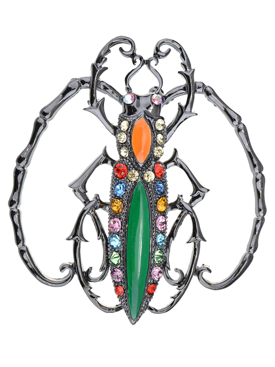 Amazon.com: Alilang Gun Metal Tone Multi Rhinestones Colorful Insect ...