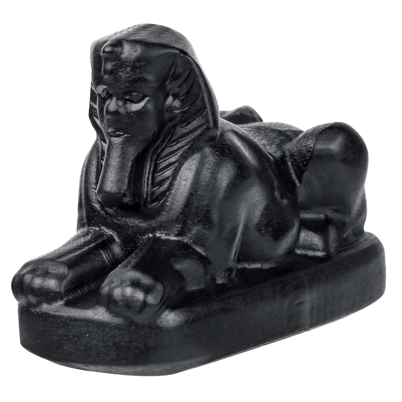 Nupuyai Carved Obsidian Egyptian Sphinx Statue, Black Stone Figurine ...