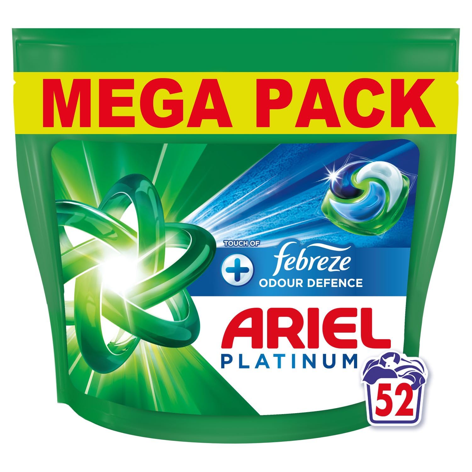 Ariel Platinum PODS®, Washing Liquid Laundry Detergent Capsules 52 ...
