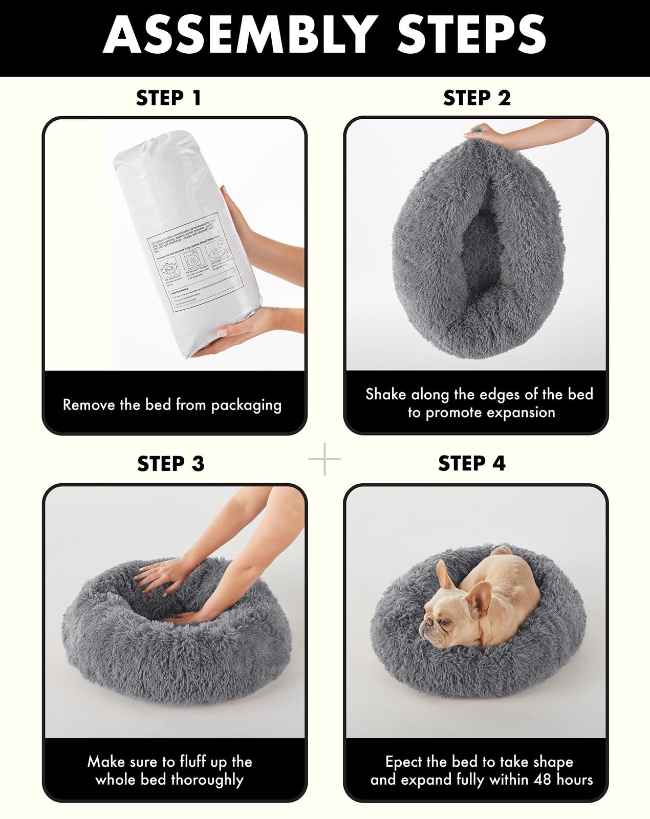Snapklik.com : OhGeni Calming Donut Bed For Dogs And Cats, Ultra Soft Circle Bed, Cozy ...